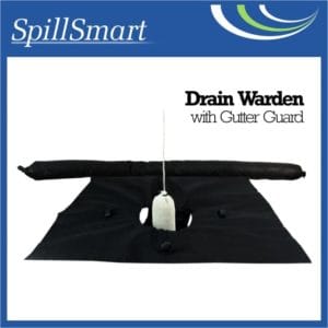 Drain Warden with Gutter Guard blocks water from drains